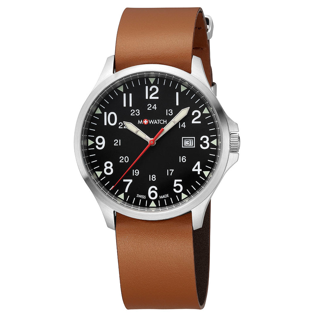 Men's watch, 44 mm, Brown leather strap, WBL.41220.LT – M-WATCH CH
